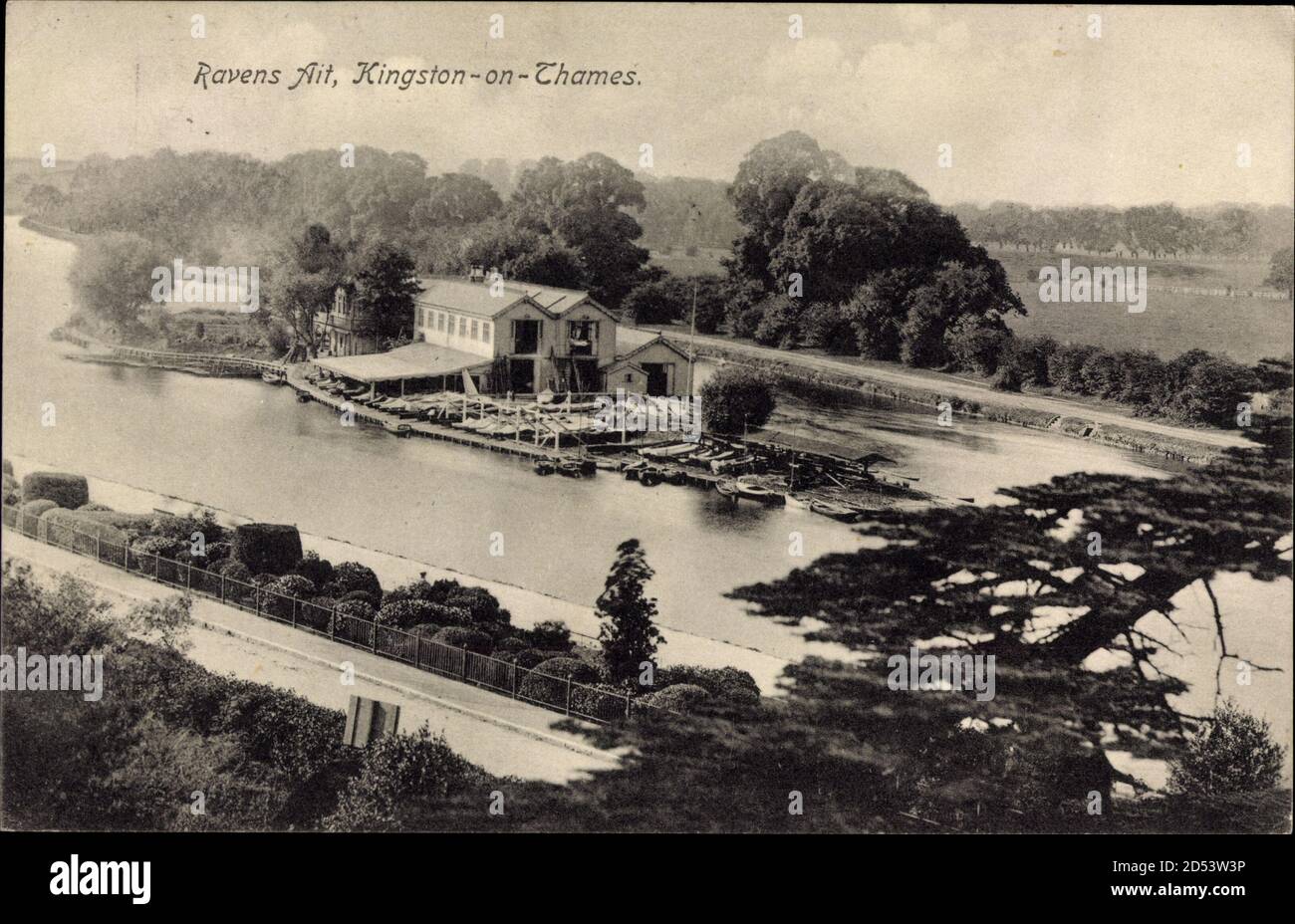Kingston upon Thames London, Ravens Ait, Insel im Fluss, Gebäude ...