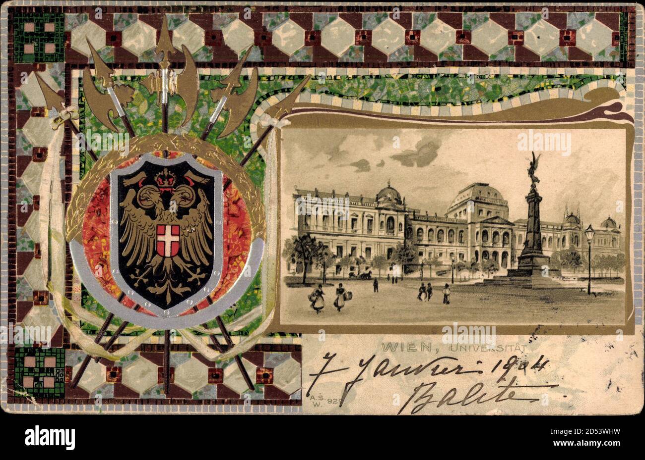 Wappen Wien Österreich, Blick auf die Universität, Denkmal | usage ...
