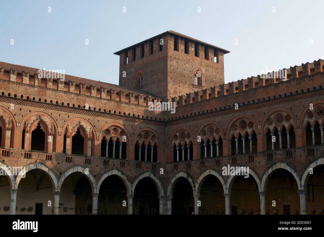 View of the insides walls of the Visconteo Castle (or Visconti Castle ...