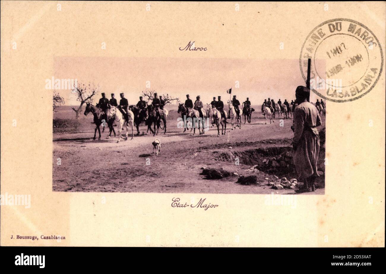 Marokko, Etat Major, Reiter, Soldaten, Hund, Campagne du Maroc 1907 à ...