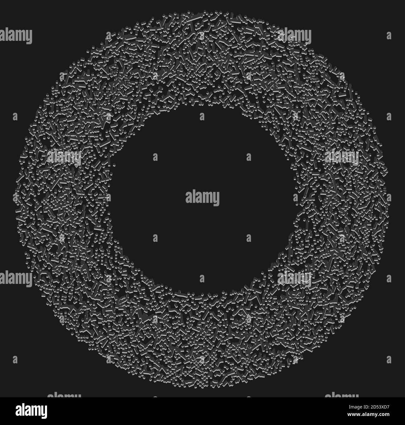 Grayscale random squares in circle formation abstract geometric element ...
