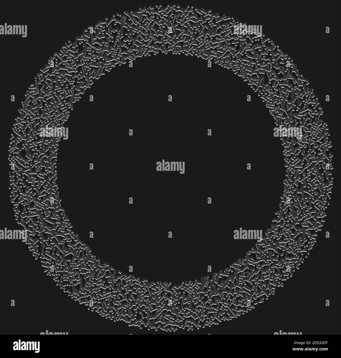 Grayscale random squares in circle formation abstract geometric element ...