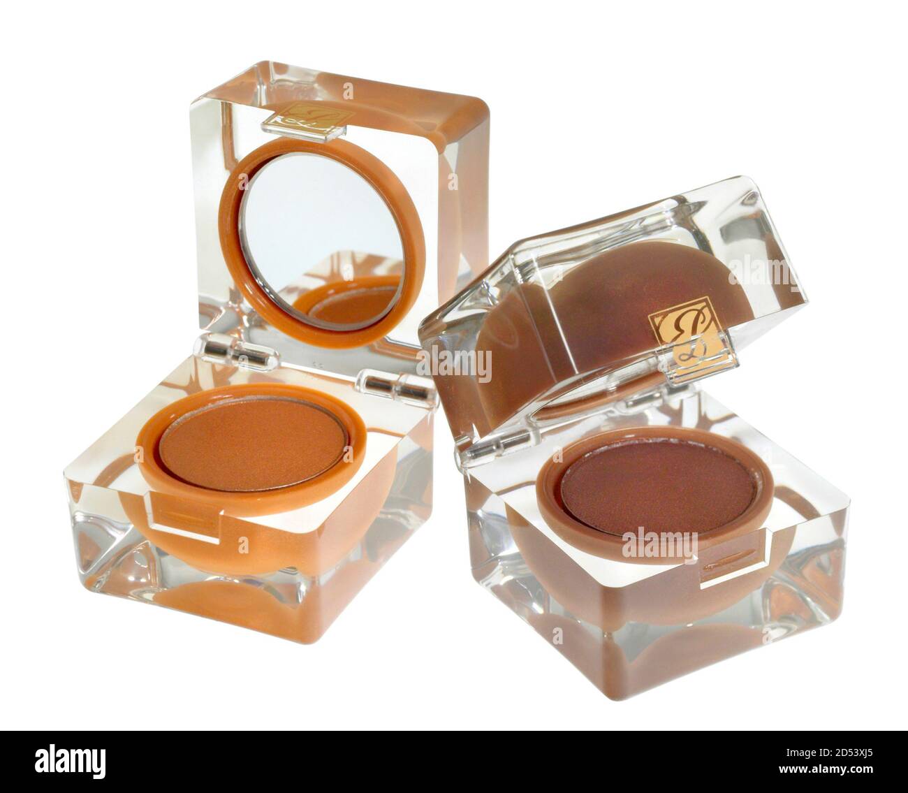 EL brand glass mini makeup compact with mirror photographed on a white ...