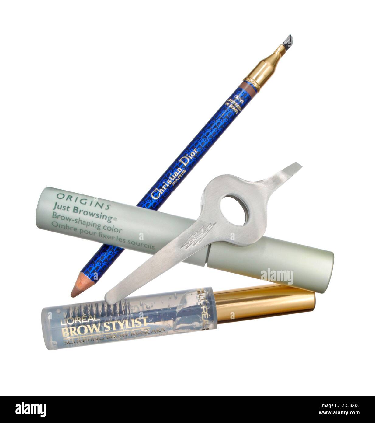 eyebrow makeup collection photographed on a white background Stock ...