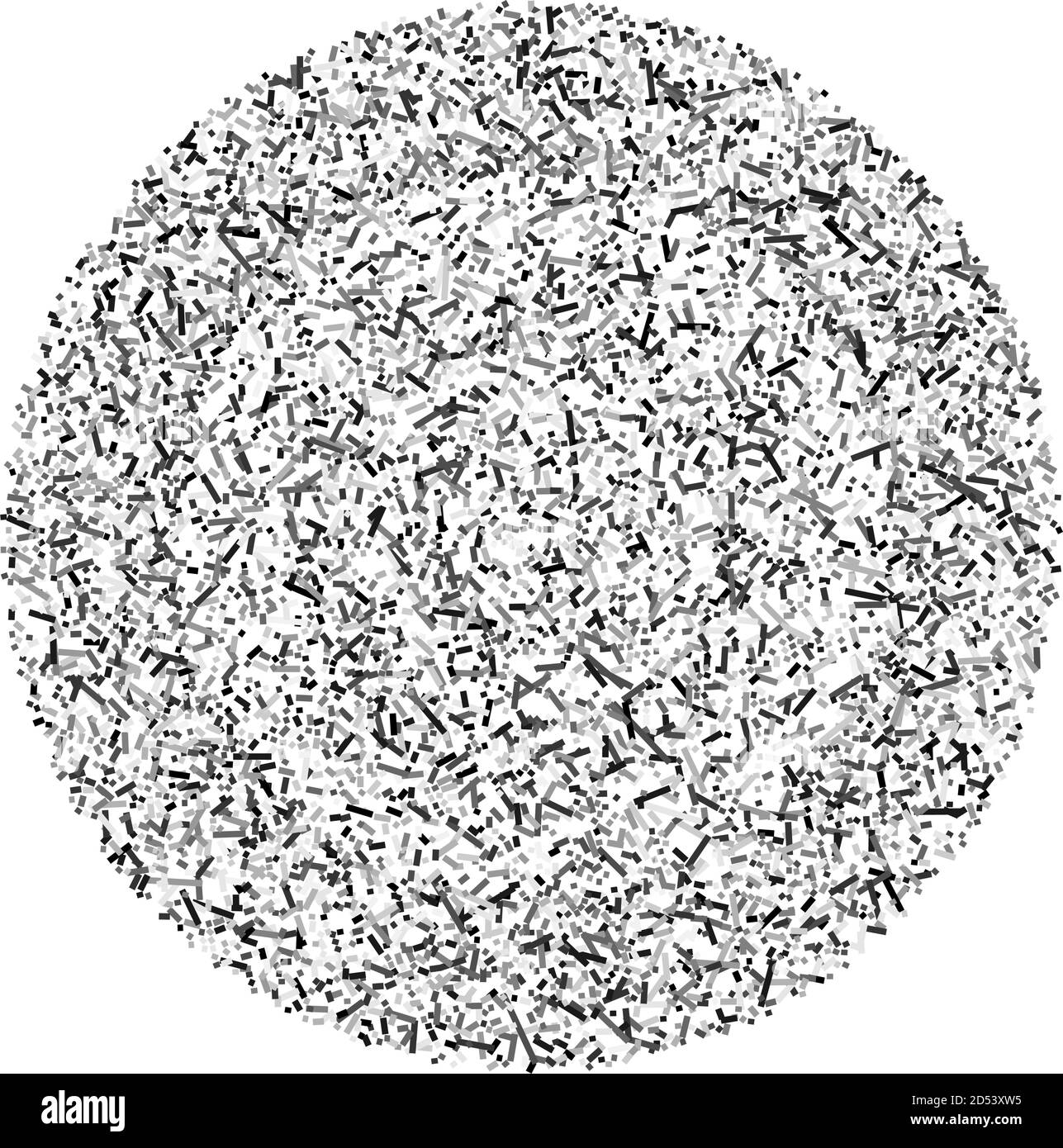 Random squares in circle formation abstract black and white, monochrome ...