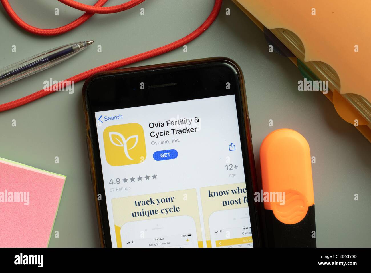 New York, USA - 29 September 2020: Ovia Fertility Cycle Tracker mobile ...