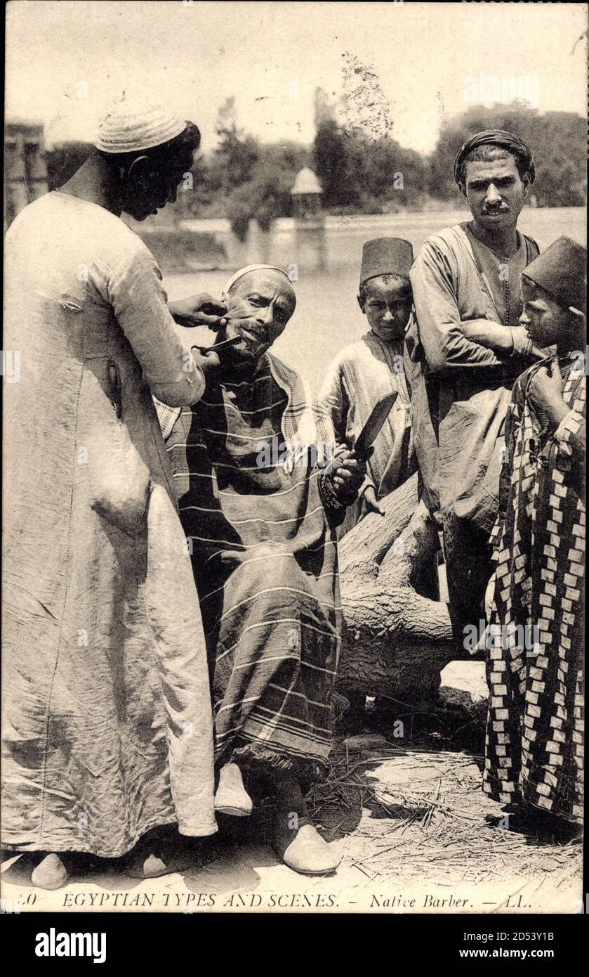 Ägypten, Scènes et Types, Native Barber, Barbier, Araber | usage ...