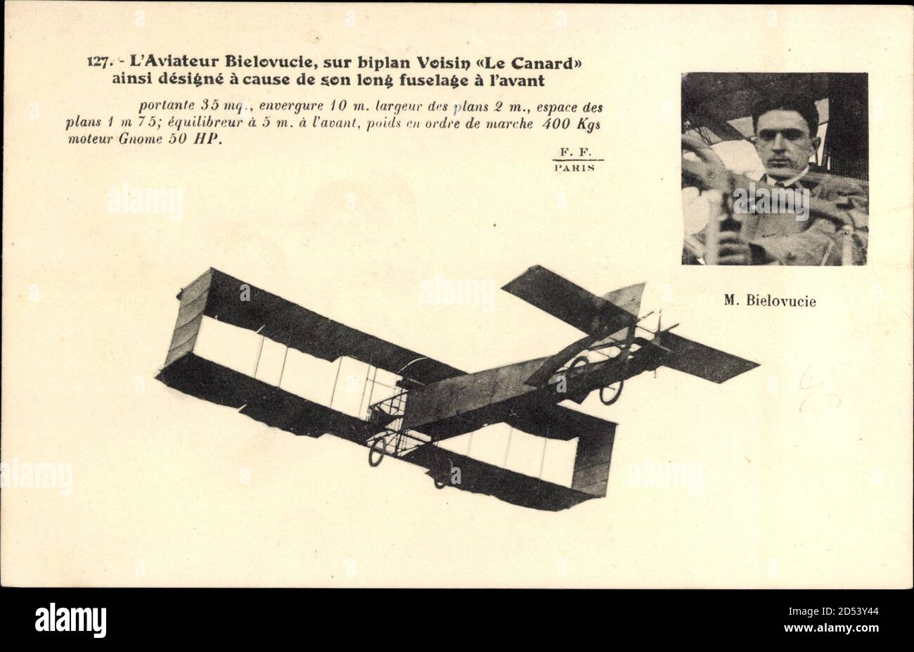 Aviateur Bielovucie, Biplan Voisin, Le Canard, Flugpionier | usage ...