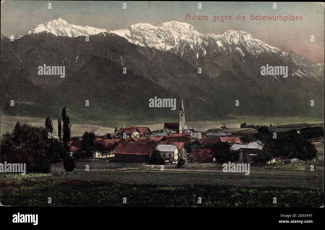 Aldrans Tirol, Blick gegen die Bettelwurfspitzen, Kirchturm | usage ...