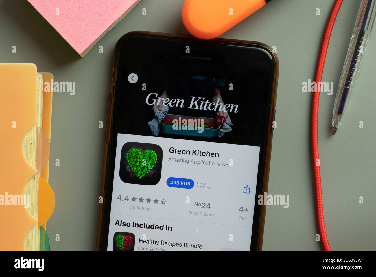 New York, USA - 29 September 2020: Green Kitchen mobile app logo on ...