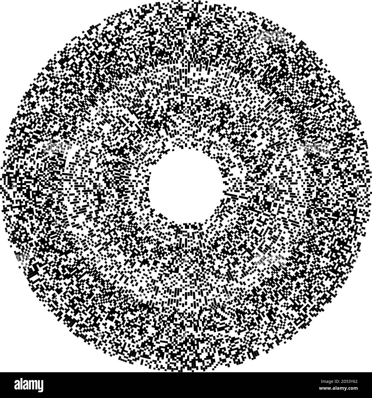 Random squares in circle formation abstract black and white, monochrome ...