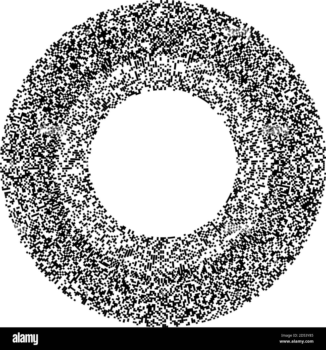 Random squares in circle formation abstract black and white, monochrome ...