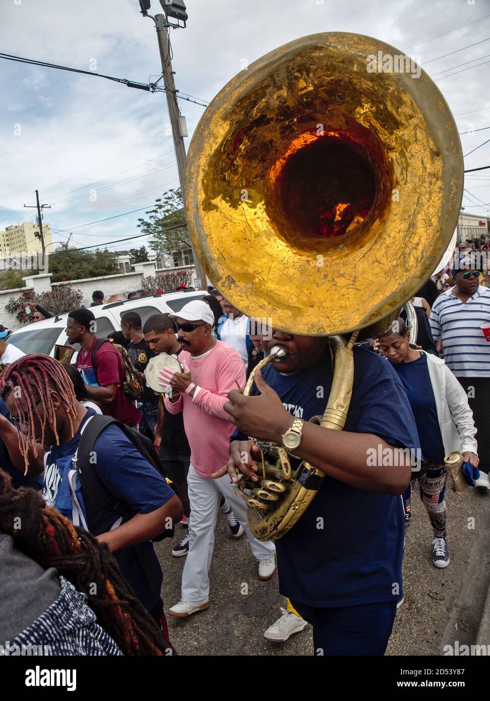 New Orleans, Louisiana, USA - 2020: People participate in a Second Line ...