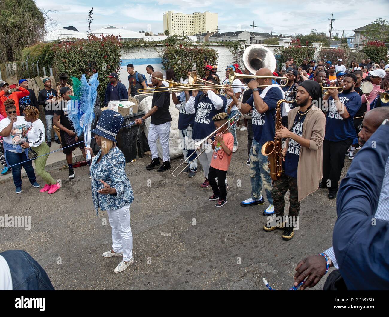 New Orleans, Louisiana, USA - 2020: People participate in a Second Line ...