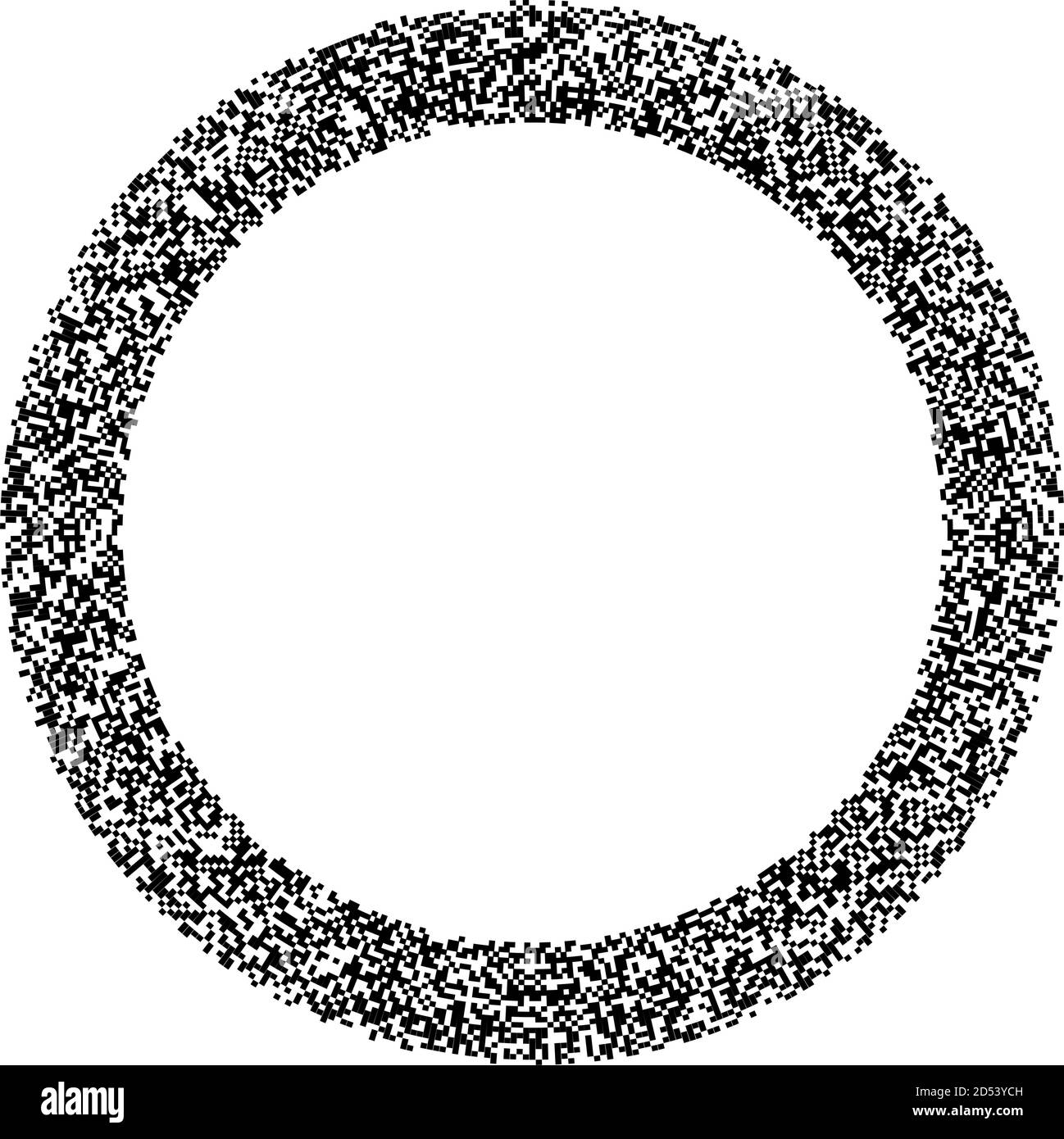 Random squares in circle formation abstract black and white, monochrome ...