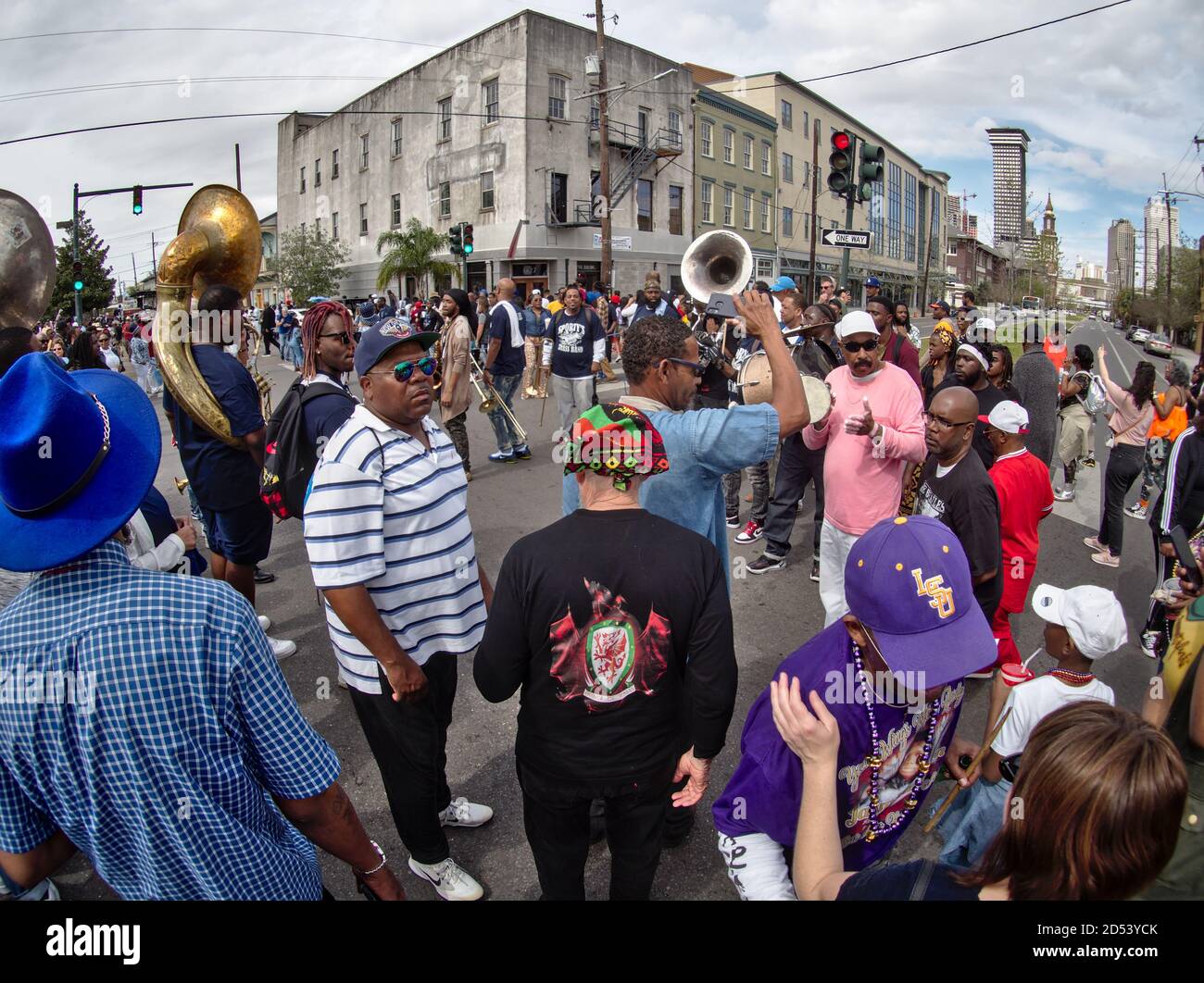 New Orleans, Louisiana, USA - 2020: People participate in a Second Line ...