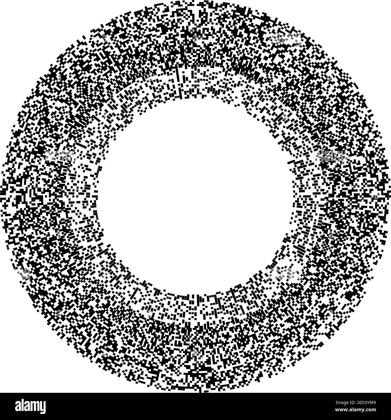 Random squares in circle formation abstract black and white, monochrome ...