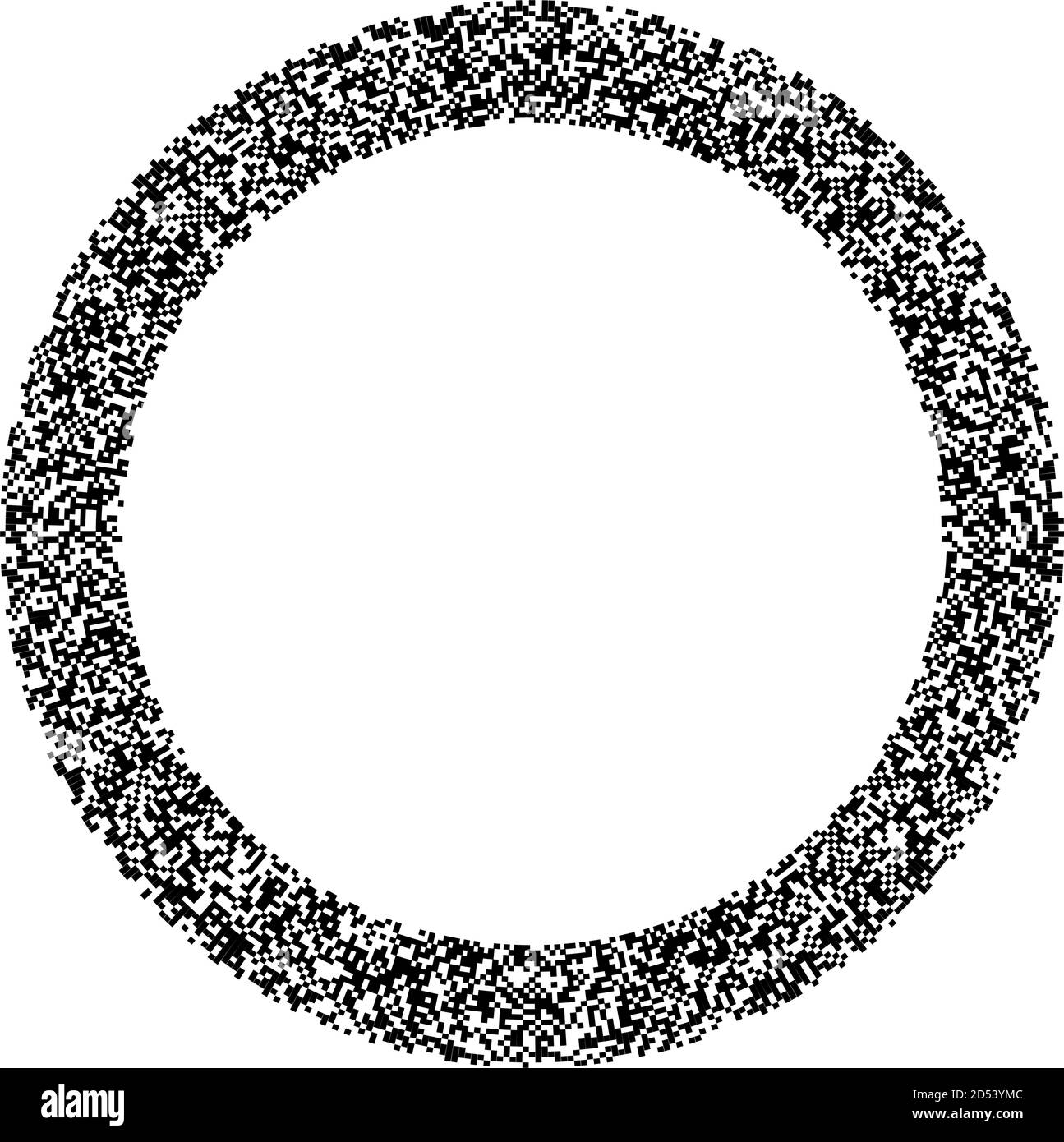 Random squares in circle formation abstract black and white, monochrome ...