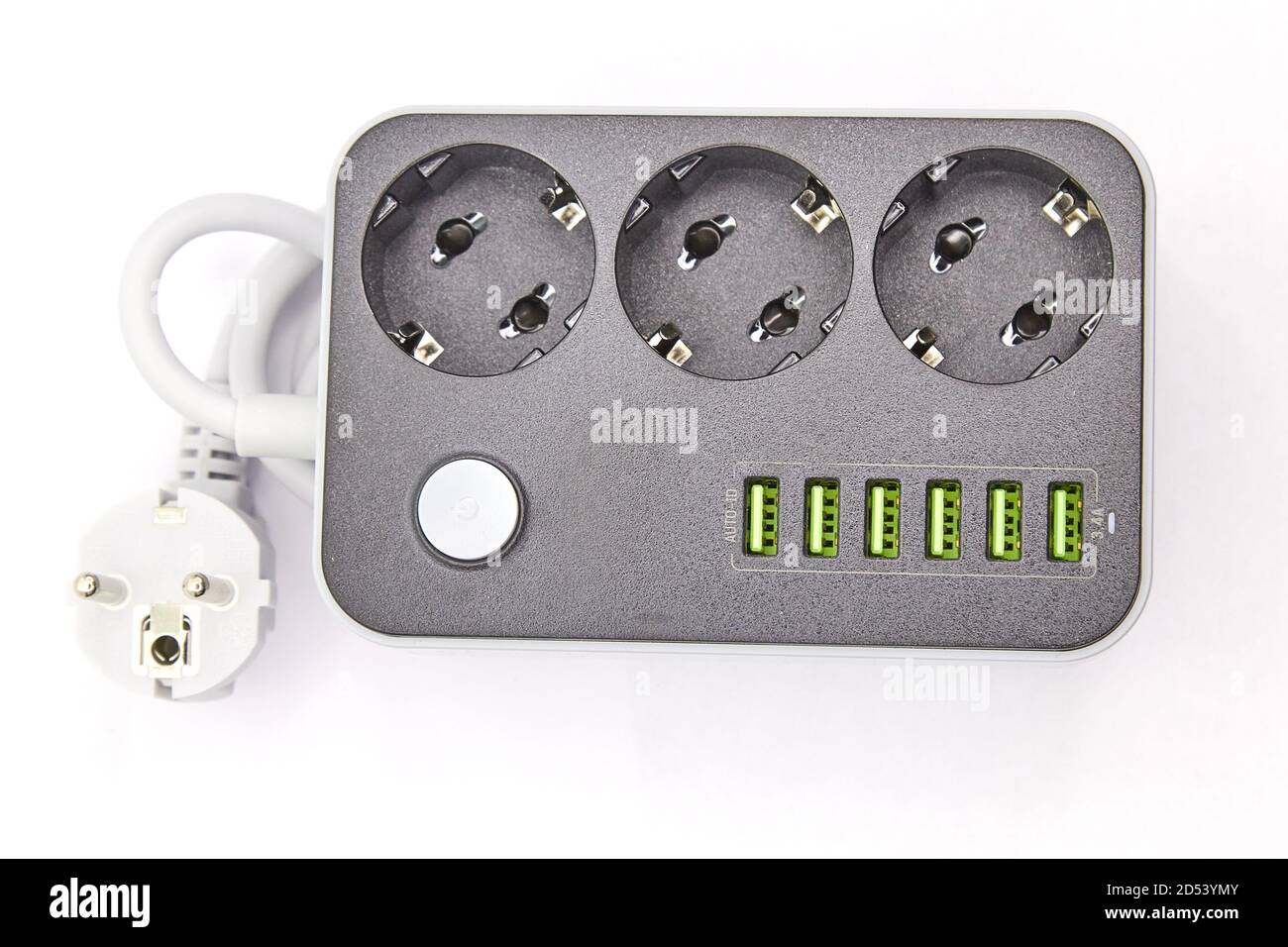 Extension Socket with USB Port on white background for charging phones ...