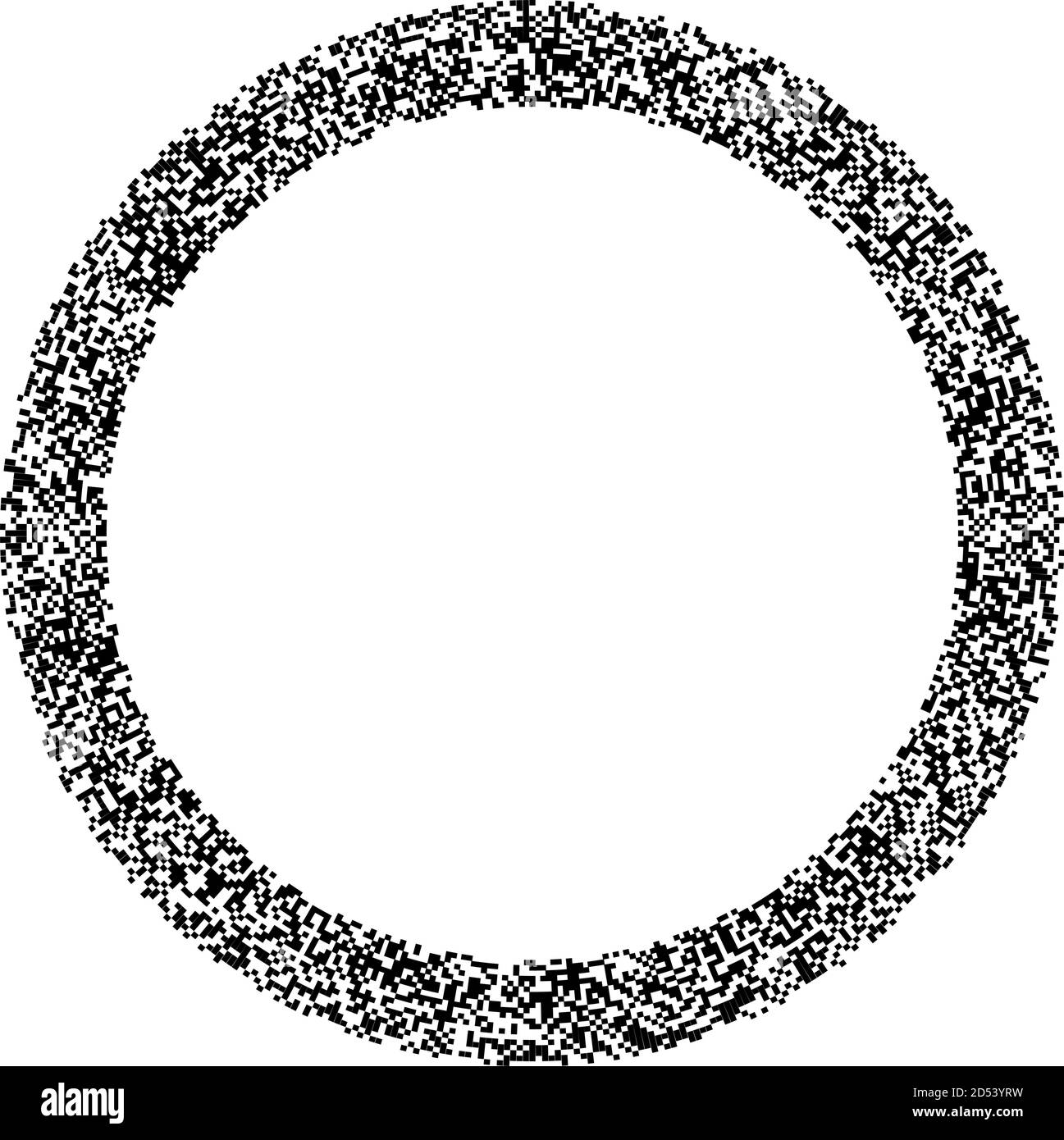 Random squares in circle formation abstract black and white, monochrome ...