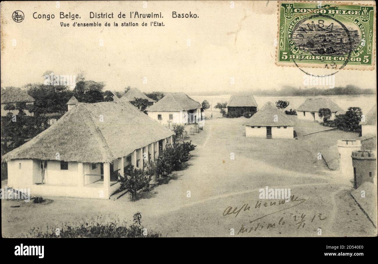 Basoko Belgisch Kongo Zaire, District de l'Aruwimi, Station de l'État ...