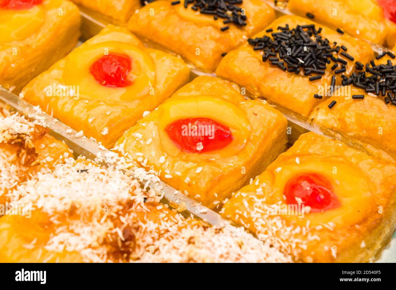 High angle closeup shot of square-shaped puff pastries Stock Photo - Alamy