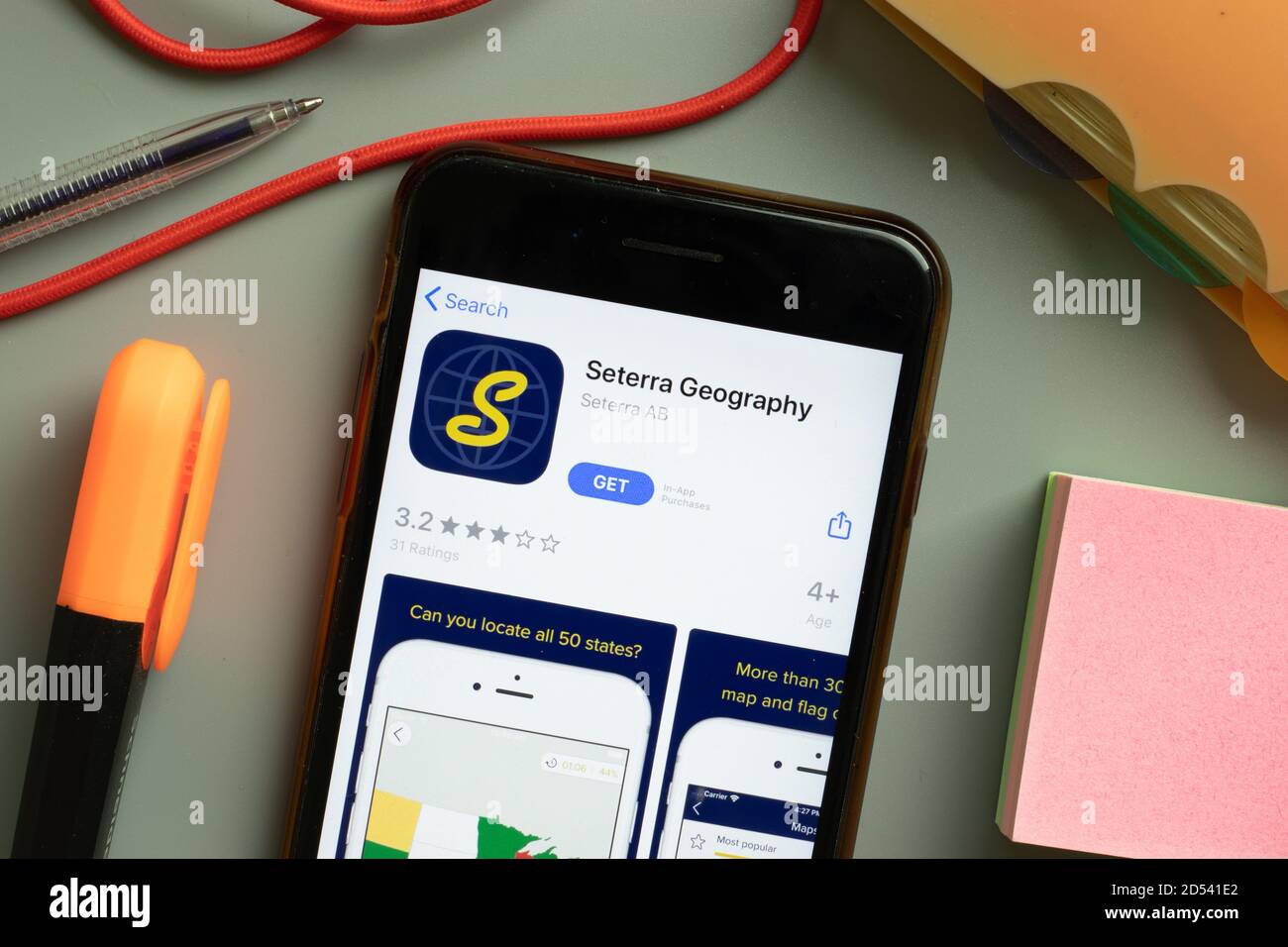 New York, USA - 29 September 2020: Seterra Geography mobile app logo on ...