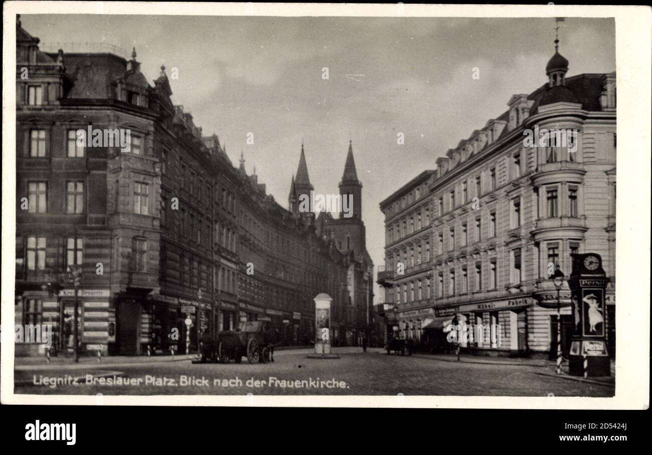 Legnica Liegnitz Schlesien, Breslauer Platz, Blick nach der ...