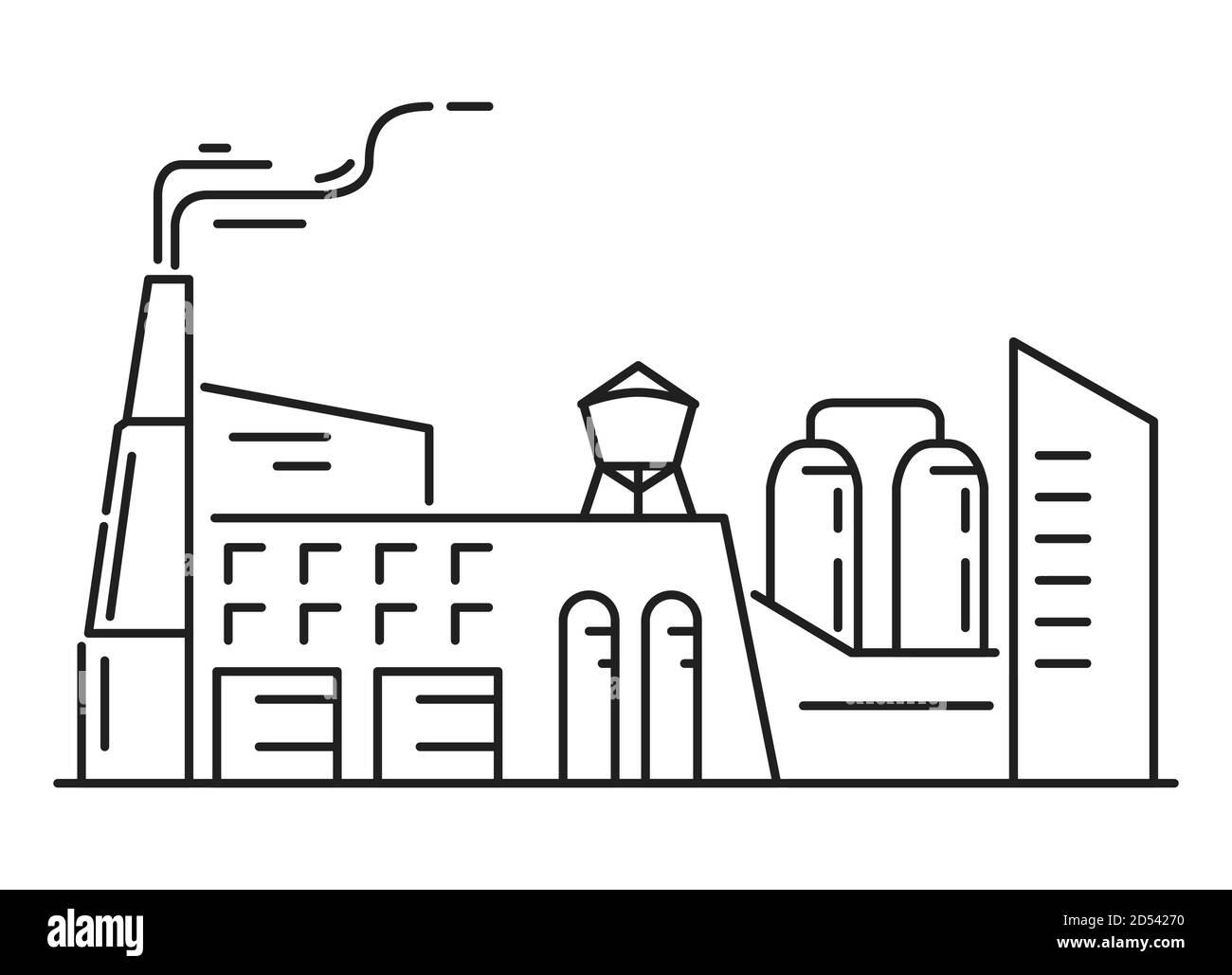 Factory industrial outline vector icon.Isolated on white background ...