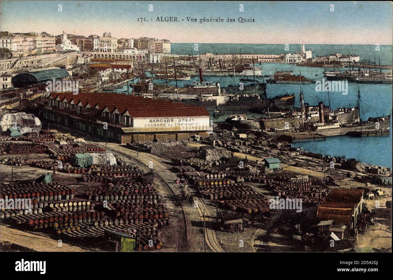Alger Algerien, Vue generale des Quais, Blick in den Hafen, Fässer | usage worldwide Stock Photo ...