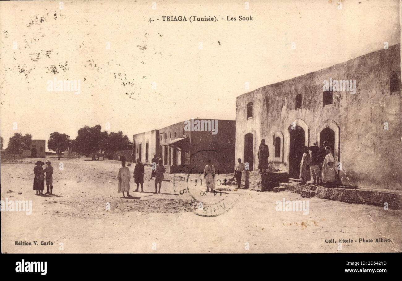 Triaga Tuneisen, Le Souk, Blick auf einen Platz, Häuser, Einheimische ...