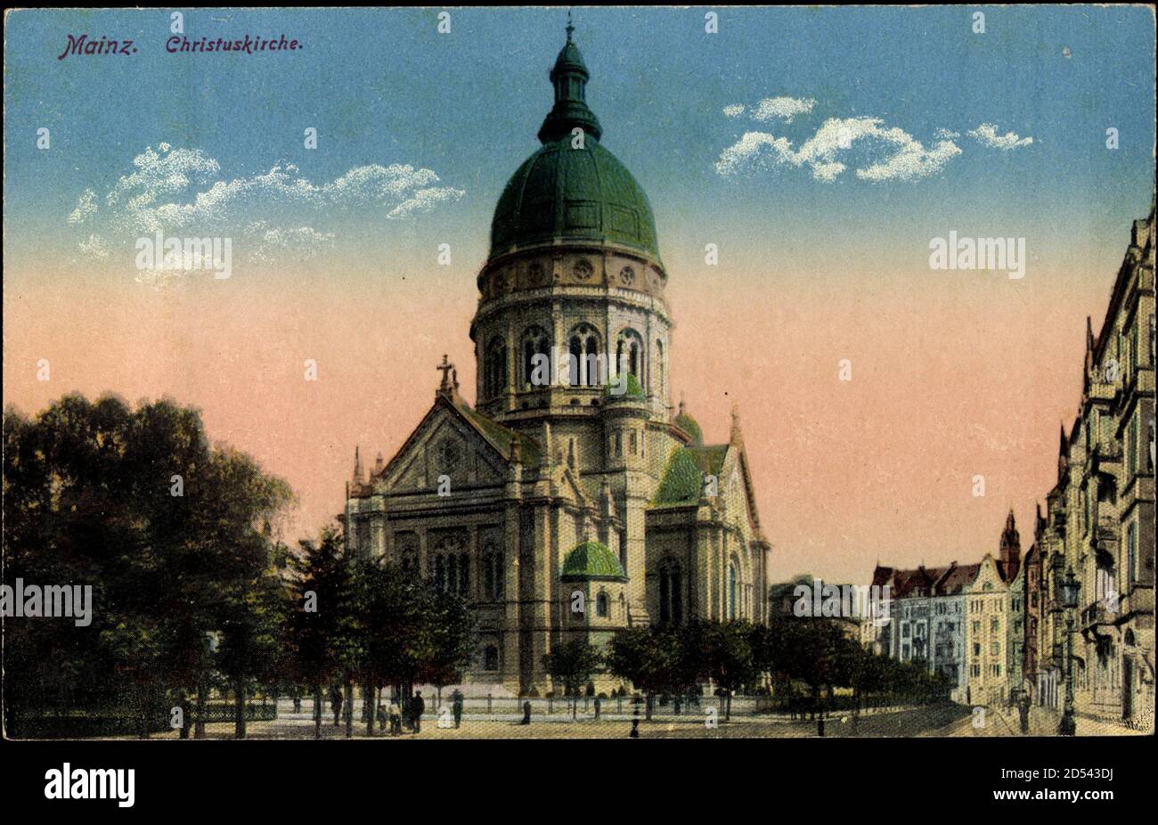 Mainz, Blick zur Christuskirche, Häuserpartie | usage worldwide Stock ...
