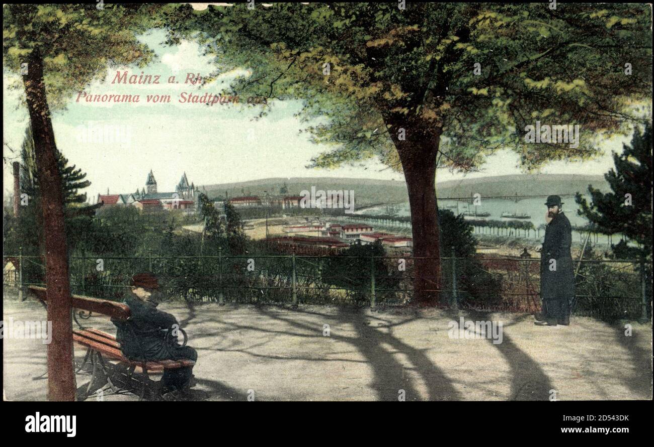 Mainz am Rhein, Blick vom Stadtpark aus, Brücke | usage worldwide Stock ...