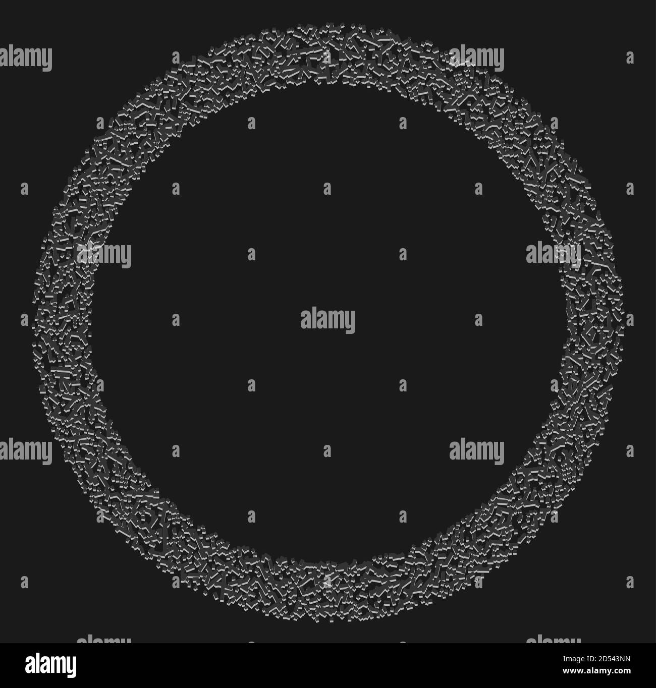 Grayscale random squares in circle formation abstract geometric element ...