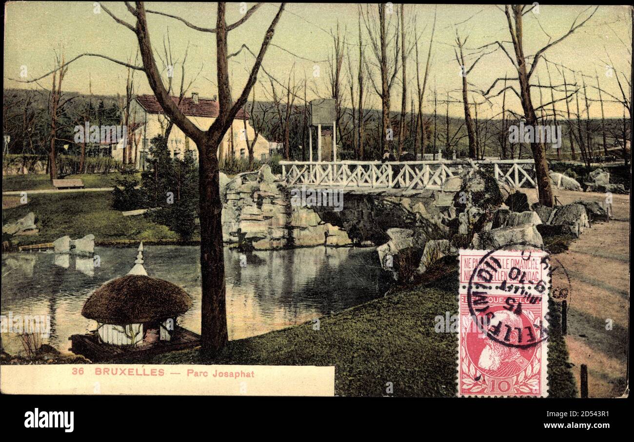Bruxelles Brüssel Belgien, Parc Josaphat, Partie im Park, Fluss, Brücke ...