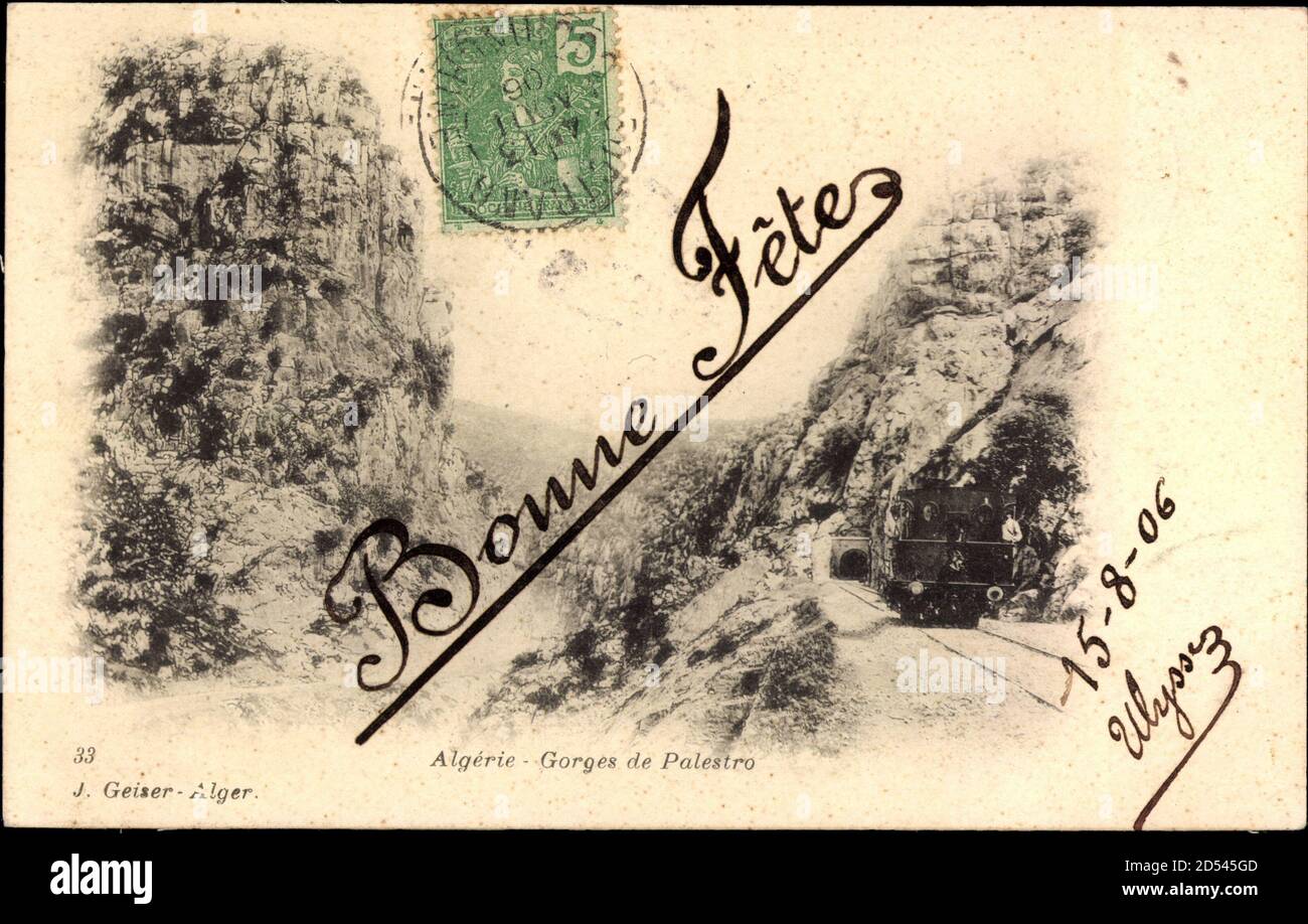 Algerien, Gorges de Palestro, Blick in eine Schlucht, Dampflok, Tunnel ...