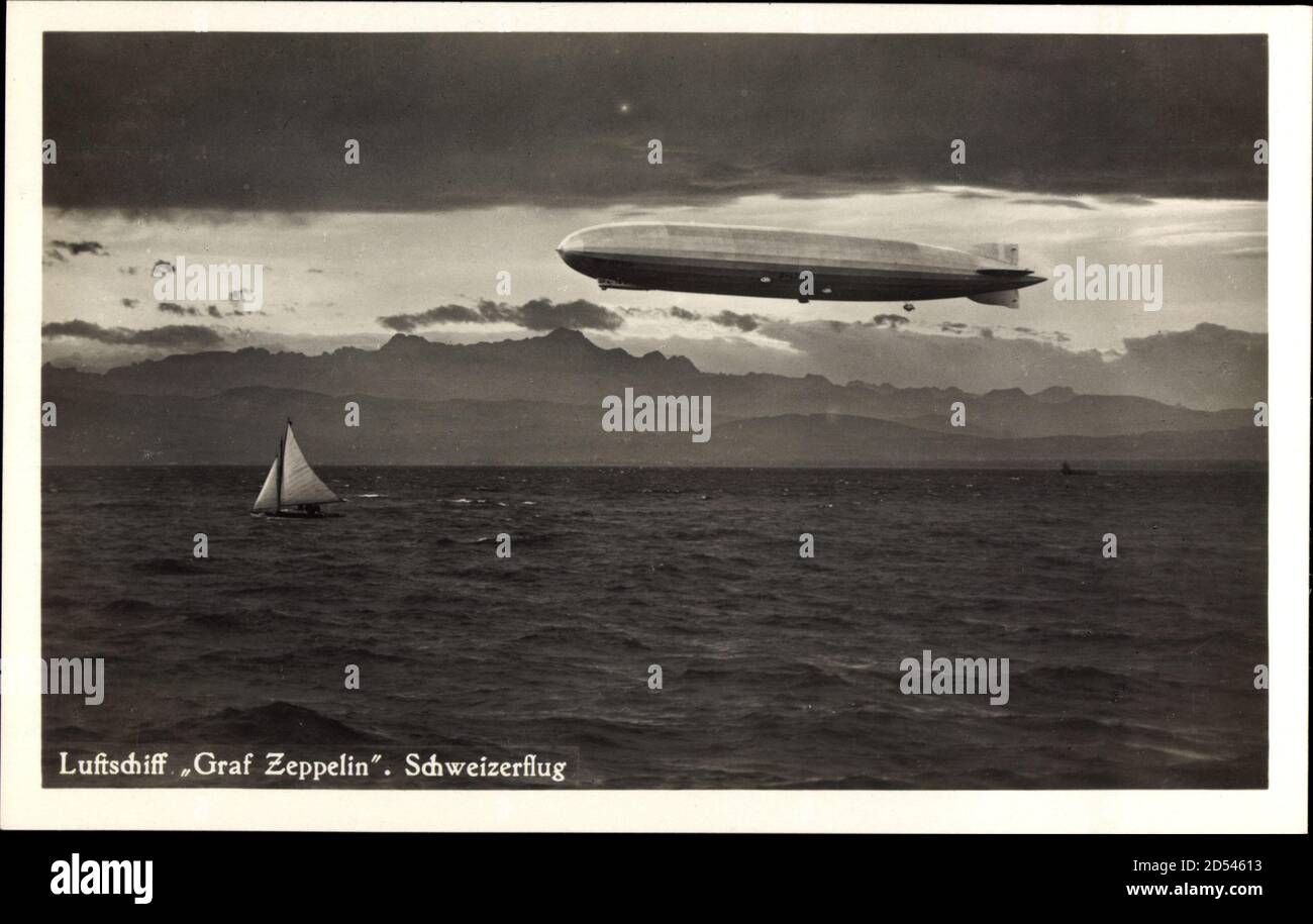 Luftschiff Graf Zeppelin, LZ 127, Schweizerflug, Segelboot | usage worldwide Stock Photo - Alamy