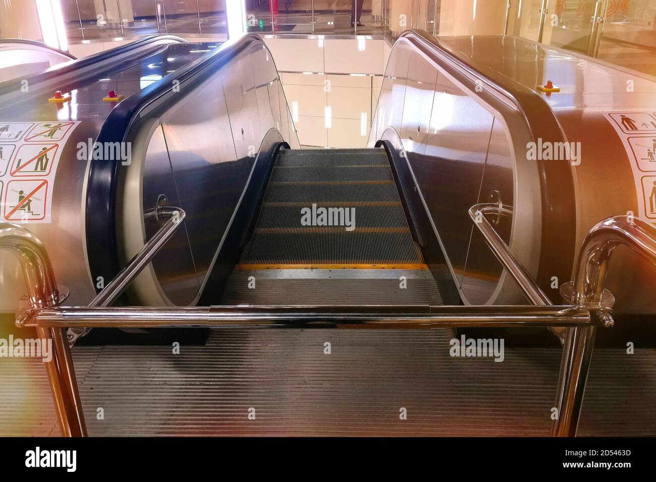 Blocked escalator at the airport or train station Stock Photo - Alamy
