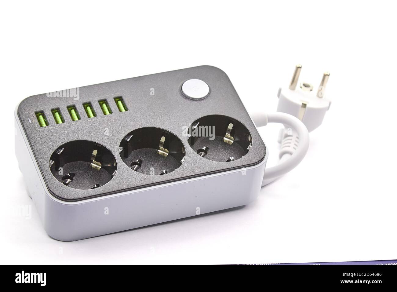 Extension Socket with USB Port on white background for charging phones ...