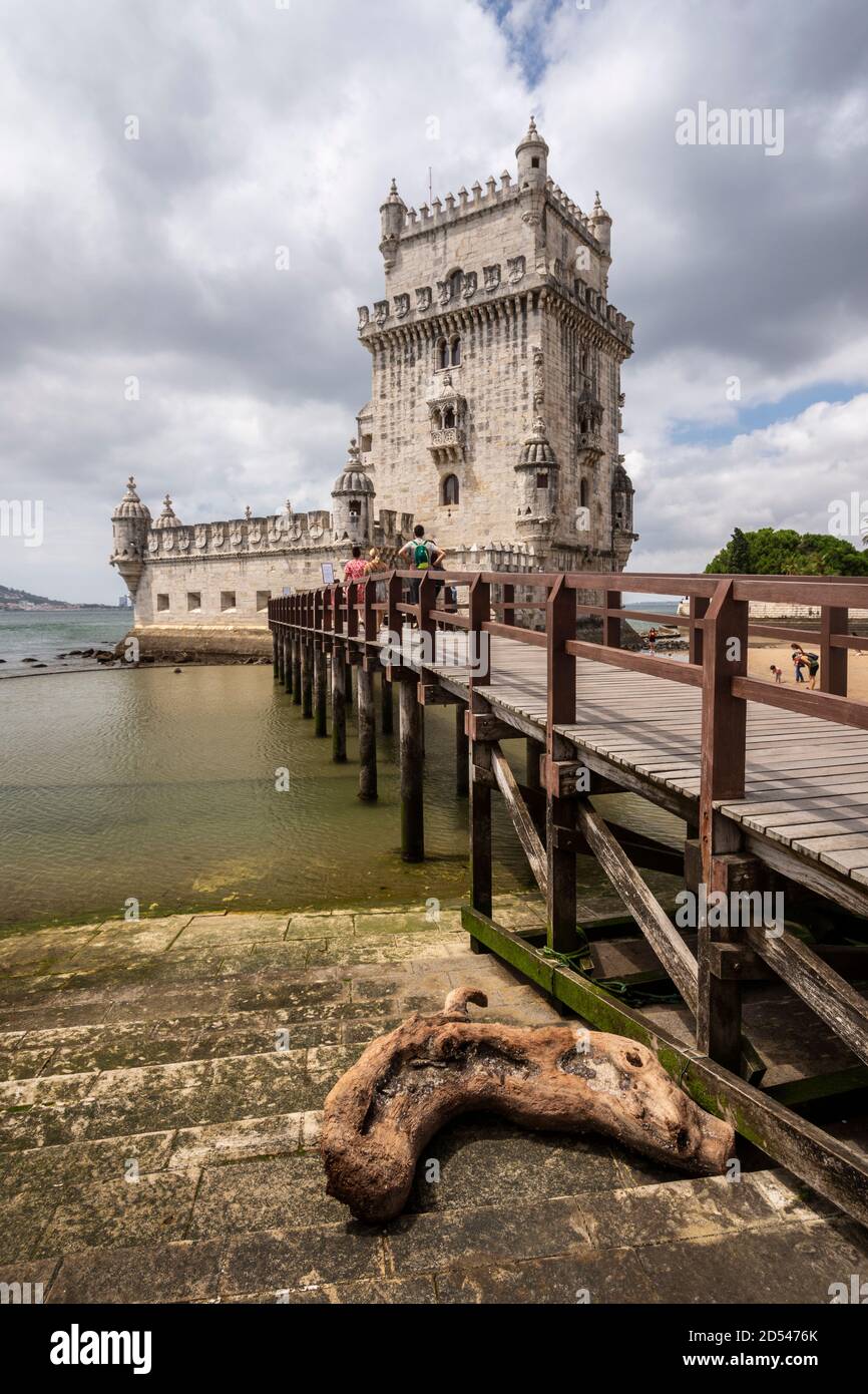 Beautiful view to old historic building of Belem Tower in Lisbon ...