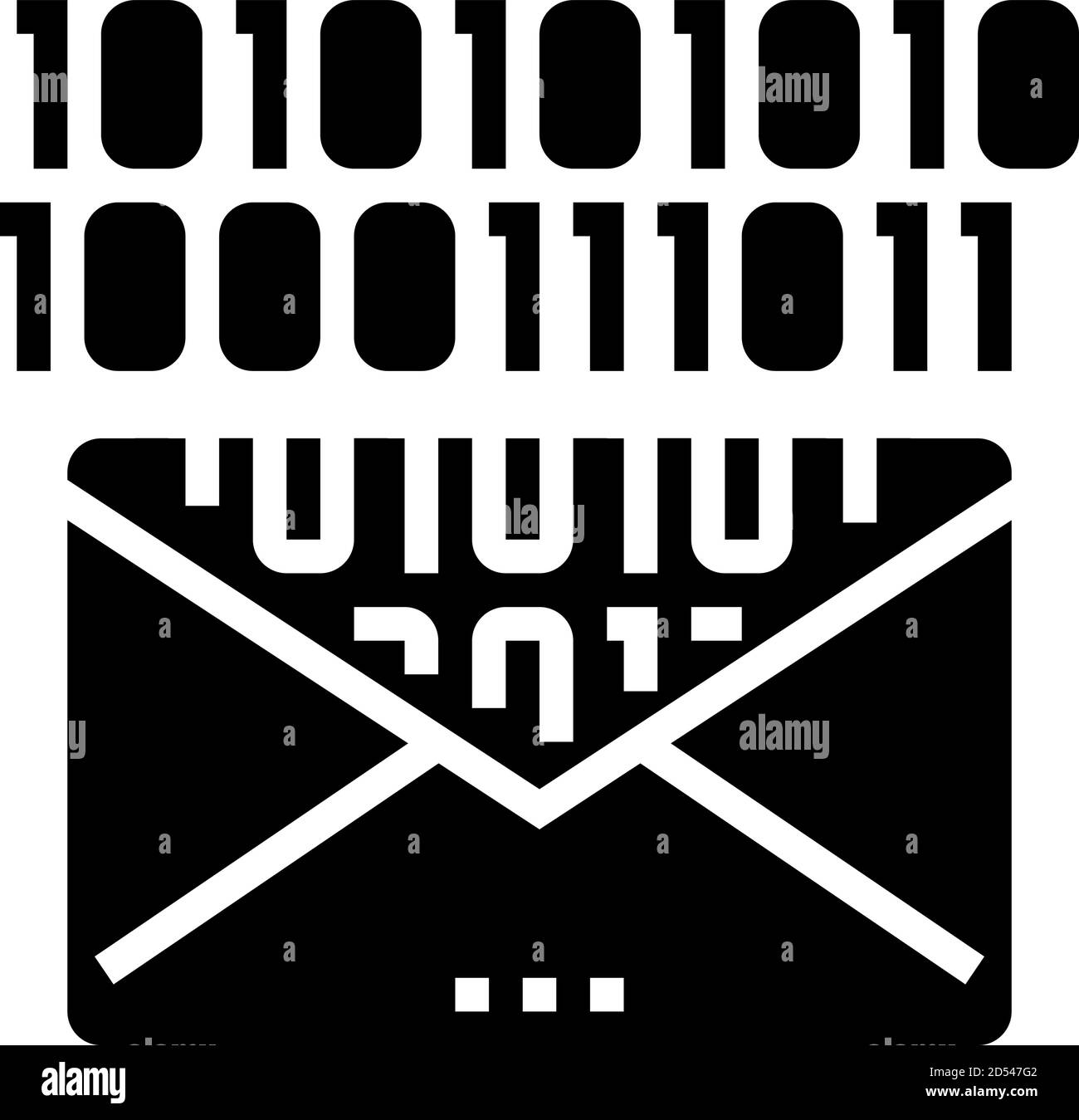 email message with binary code glyph icon vector illustration Stock ...