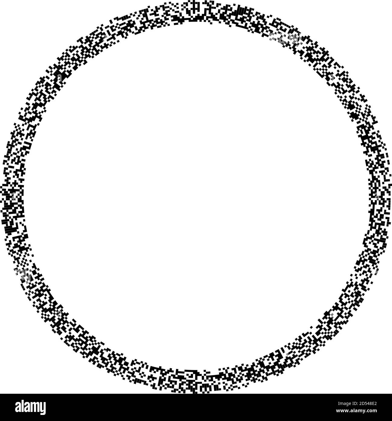Random squares in circle formation abstract black and white, monochrome ...