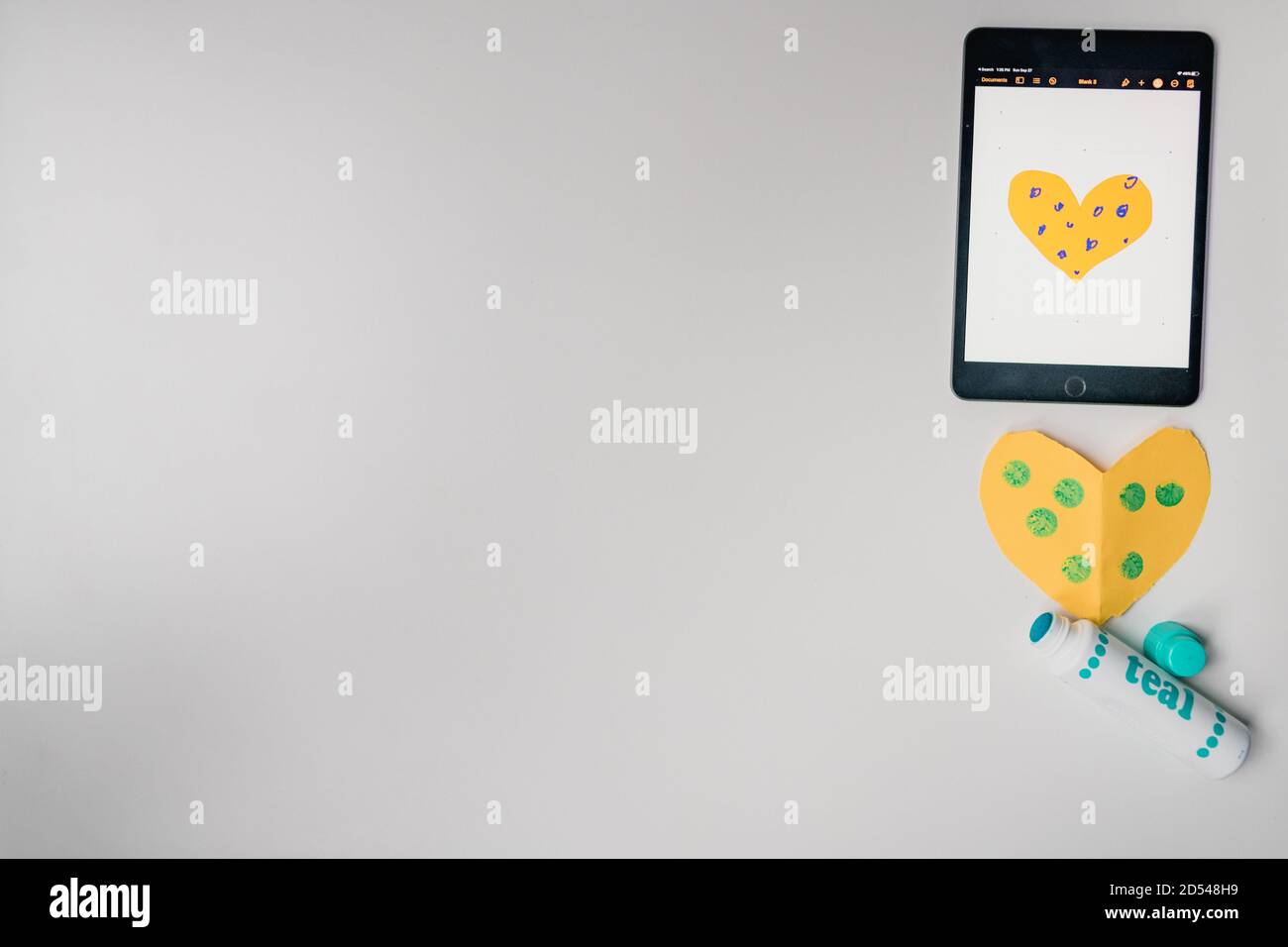 tablet with craft activity for home school Stock Photo - Alamy