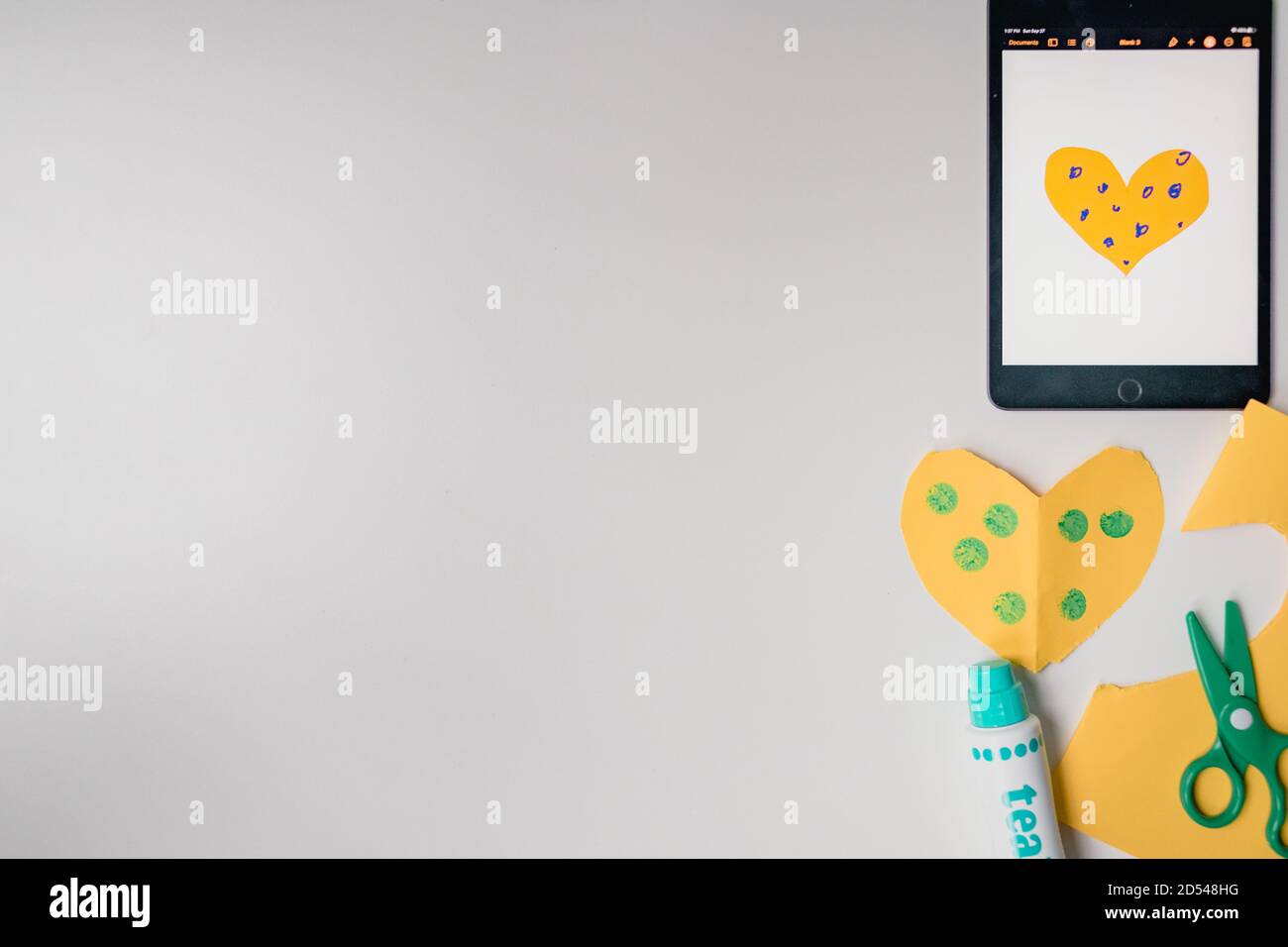 paint, scissors, paper, and tablet on white background Stock Photo - Alamy