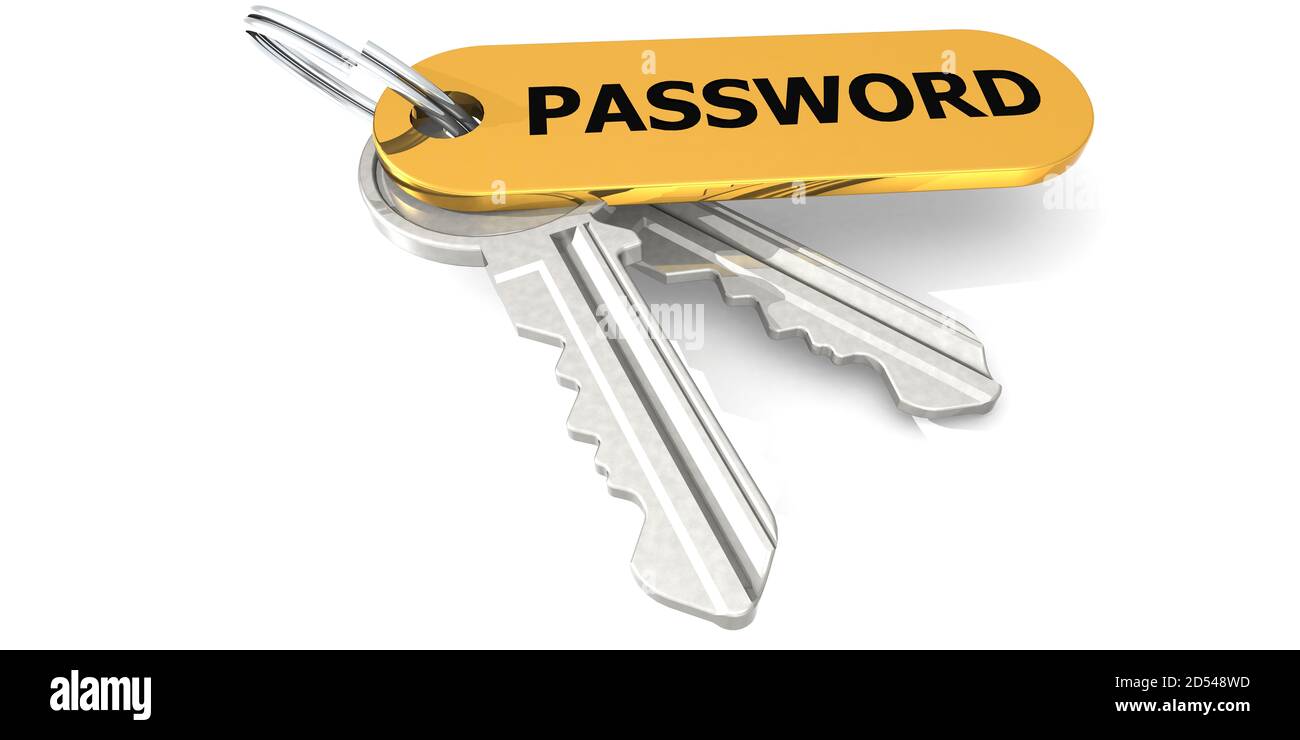 Password label attached to the keys, 3D rendering Stock Photo - Alamy
