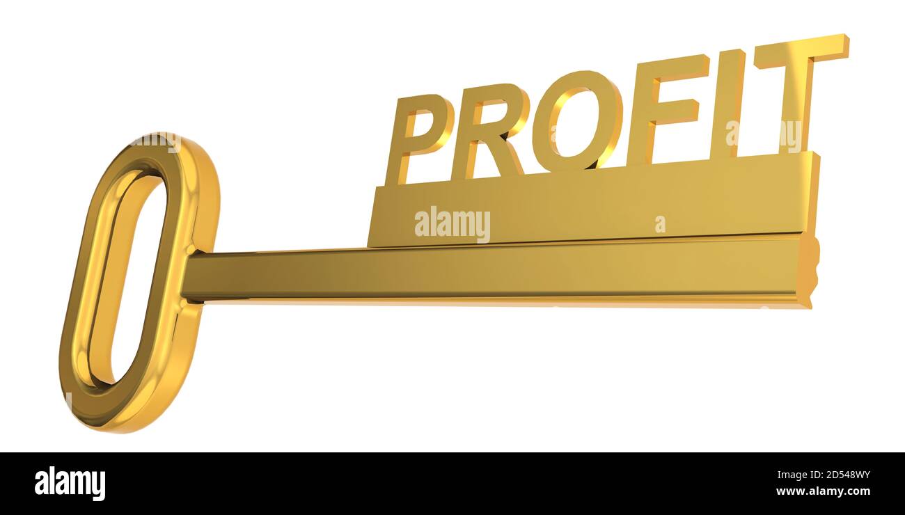 Profit word with golden key, 3d rendering Stock Photo - Alamy