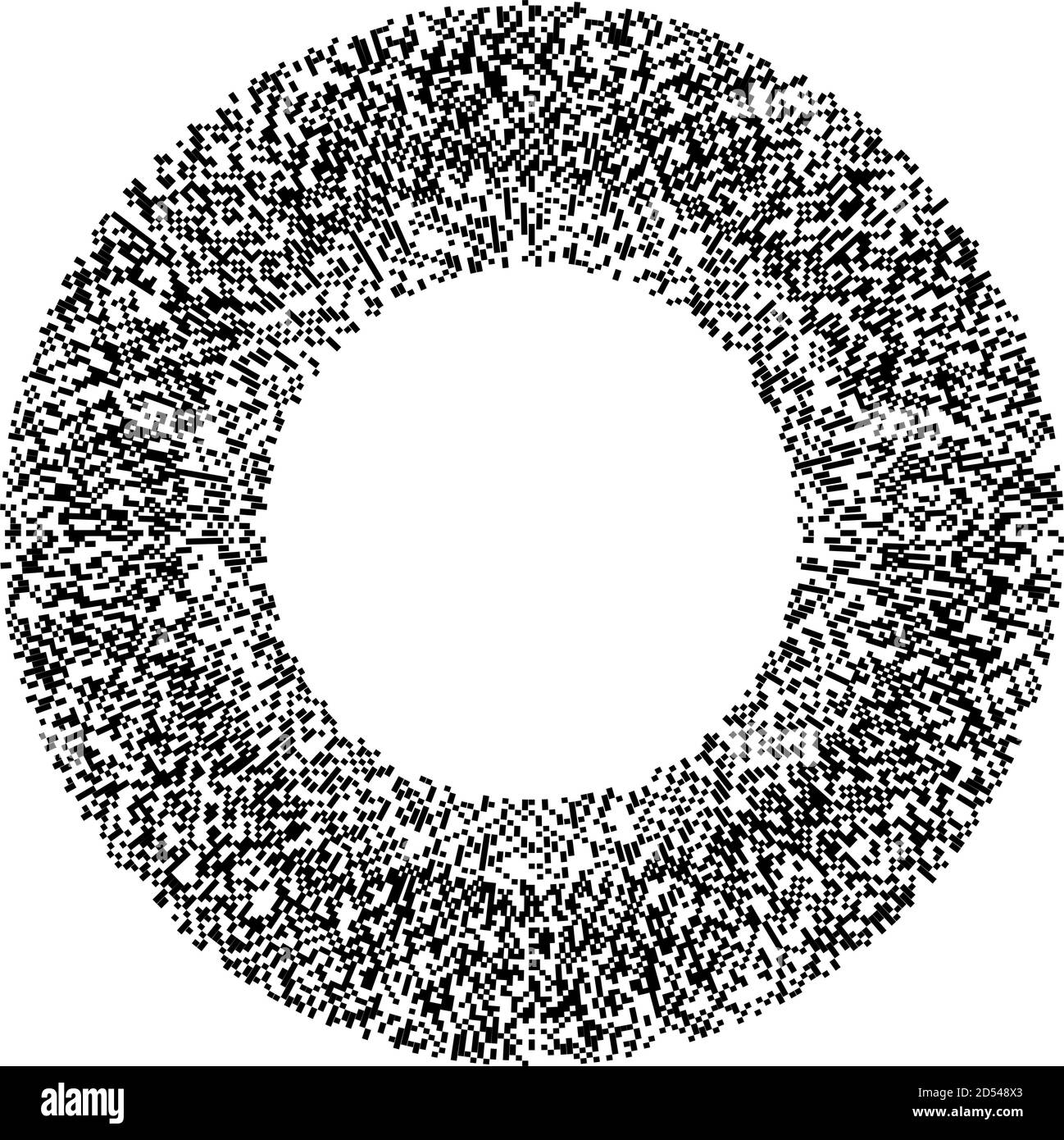 Random squares in circle formation abstract black and white, monochrome ...