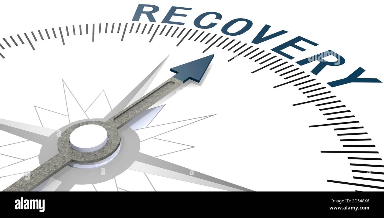 Recovery word on white compass, 3D rendering Stock Photo - Alamy