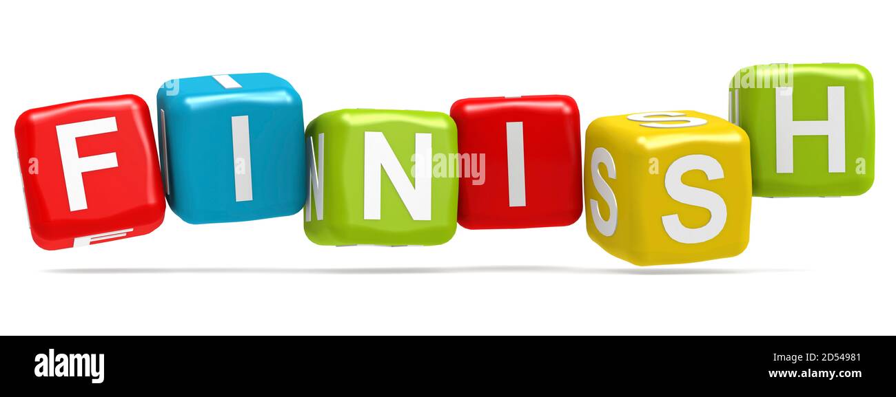 Finish word concept on cube block isolated, 3d rendering Stock Photo ...