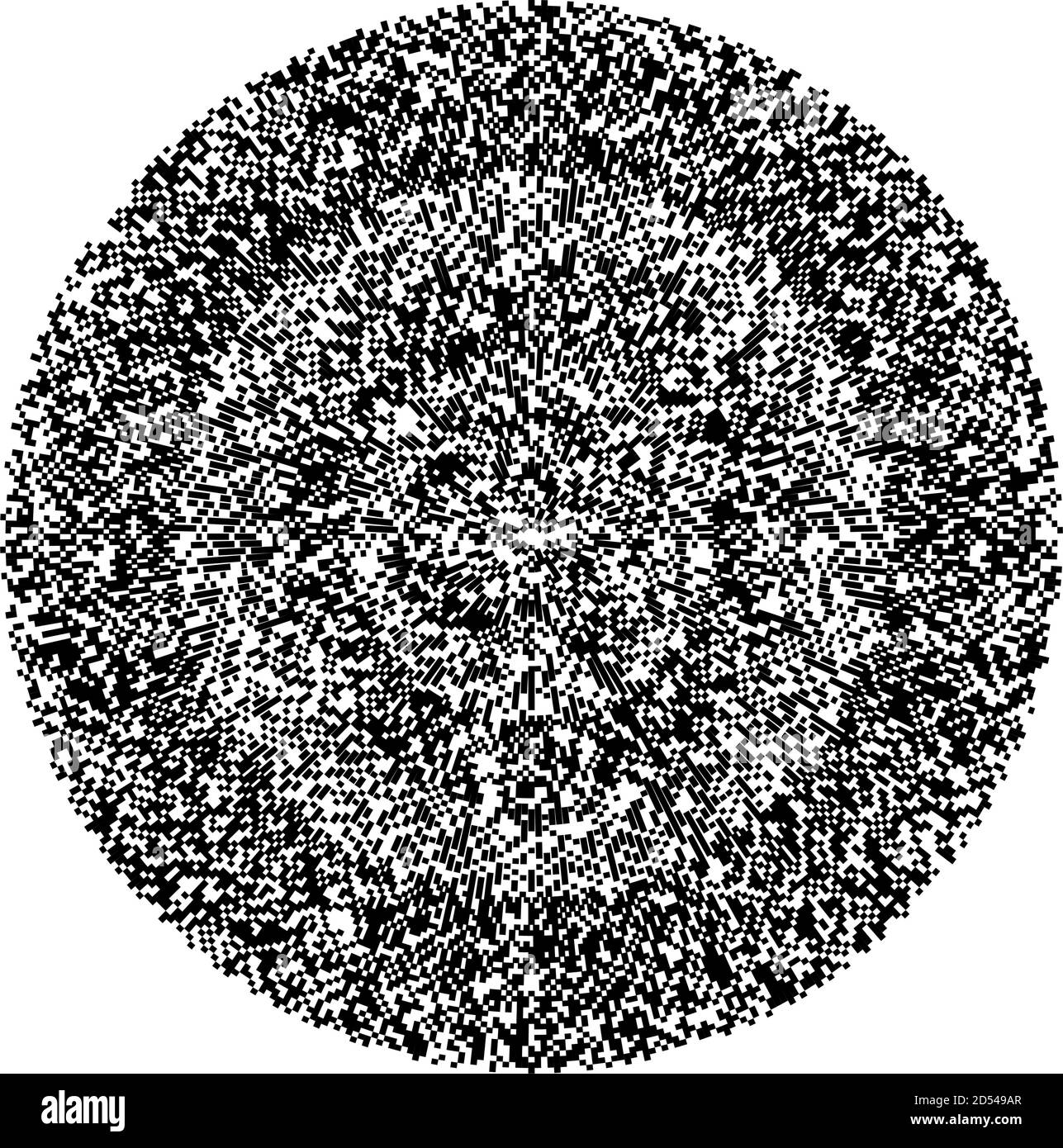 Random squares in circle formation abstract black and white, monochrome ...